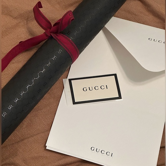 Gucci | Accessories | Gucci Black Gg Embossed Gift Wrap Envelope Paper ...